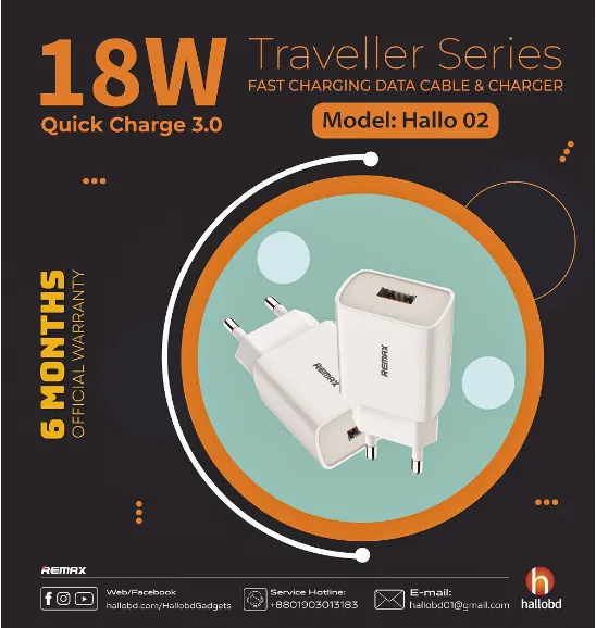 REMAX 18W Travellers Series Charger SET Hallo-02 - USB type B | Daraz ...