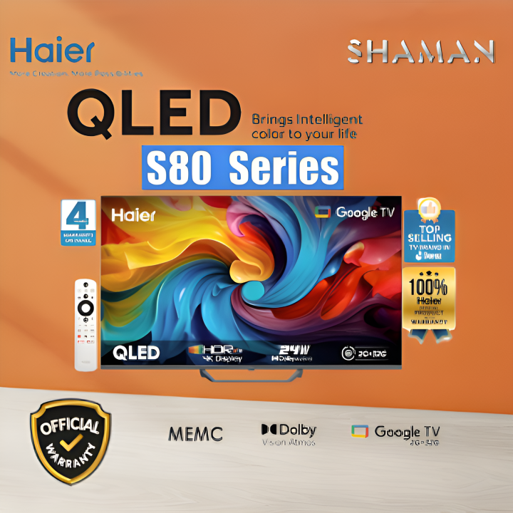 Haier 43 Inch QLED 4K Google TV H43S80EUX New Model Entry Level Gaming ...