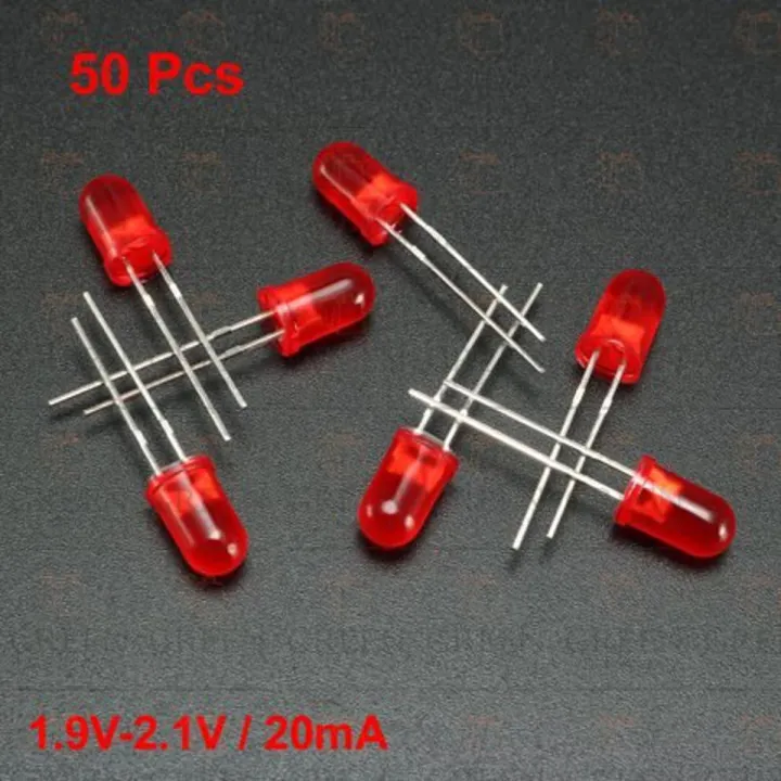 50Pcs LED RED LED 5mm Round LED Light Emitting Diode Basic Red Light ...