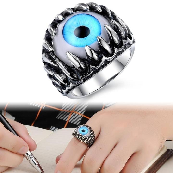 Stainless Steel Big stone Evil Eye Finger Ring | Daraz.com.bd