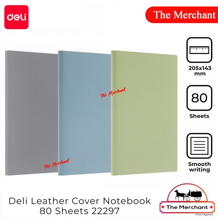 Deli 22297 Leather Cover Premium Notebook - 80 Sheets - Grey | Daraz.com.bd