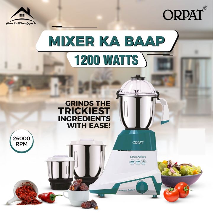 Orpat Kitchen Platinum 1200 Watts Mixer Grinder and Blender(2 year's ...
