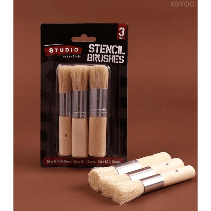 Wooden Stencil Brush (Set of 3), Natural Bristle Brushes Perfect for ...