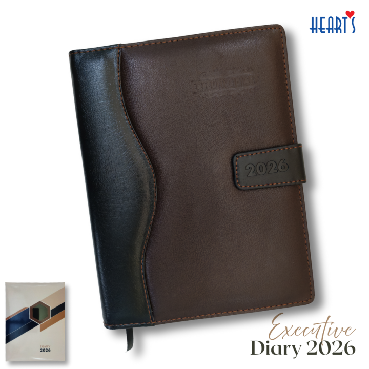 Hearts Executive Diary 2026 – Elegant PU Leather Diary, Notebook ...