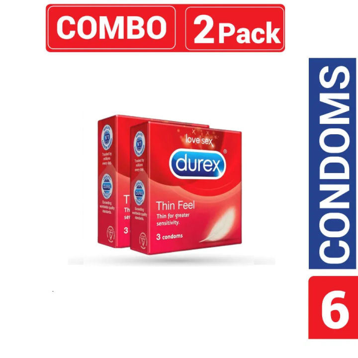 Durex Thin Feel Condom Combo 2 Packs - 6pcs | Daraz.com.bd
