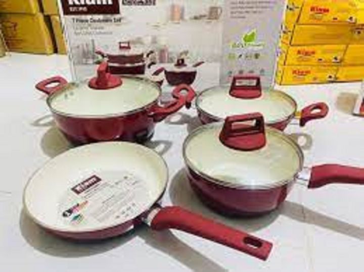 Kiam 7 Piece Ceramic Coating Granite Non Stick Cookware Set (Induction ...