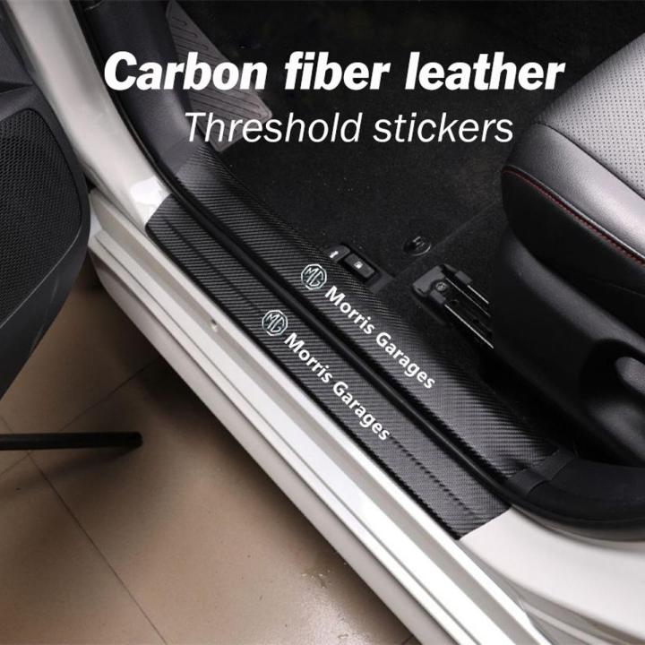 【Toy life hall】4Pieces Carbon Fiber leather Threshold Protection ...