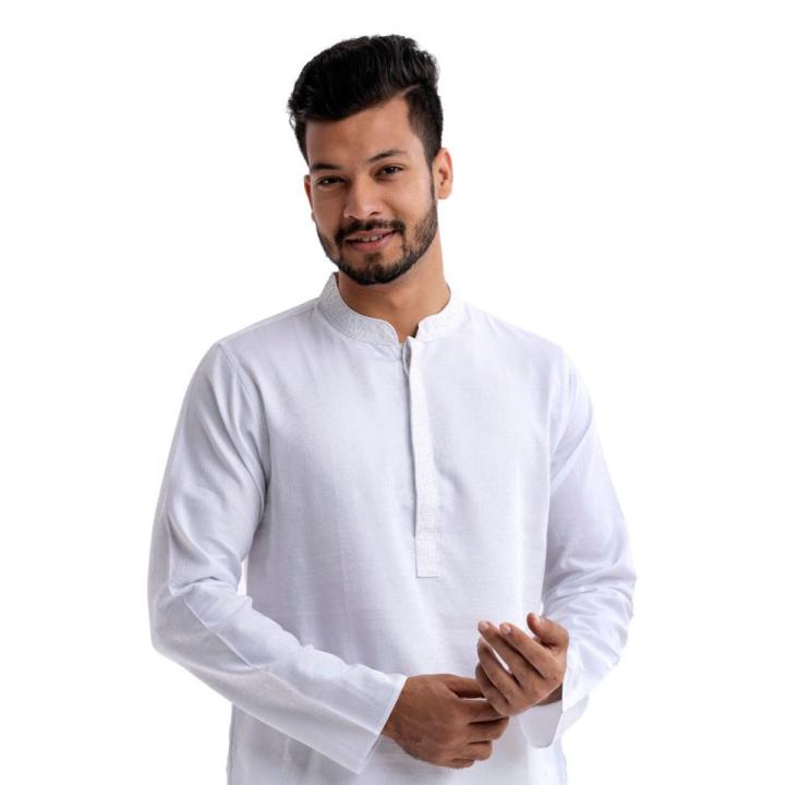 Stylish Semi Long White Dupiyan Punjabi for Men Panjabi New Collection ...