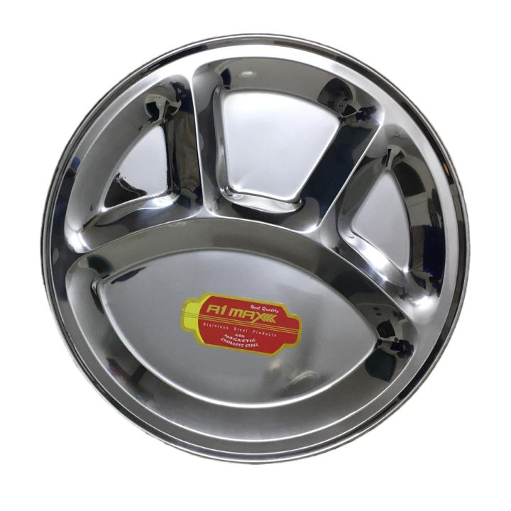 Stainless Steel Divided Plate 4 Section-(31 cm Round) | Daraz.com.bd