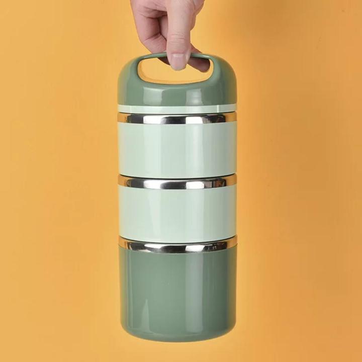 Tedemei 3 Layers with Handle Inner Stainless Steel Bento Lunch box ...