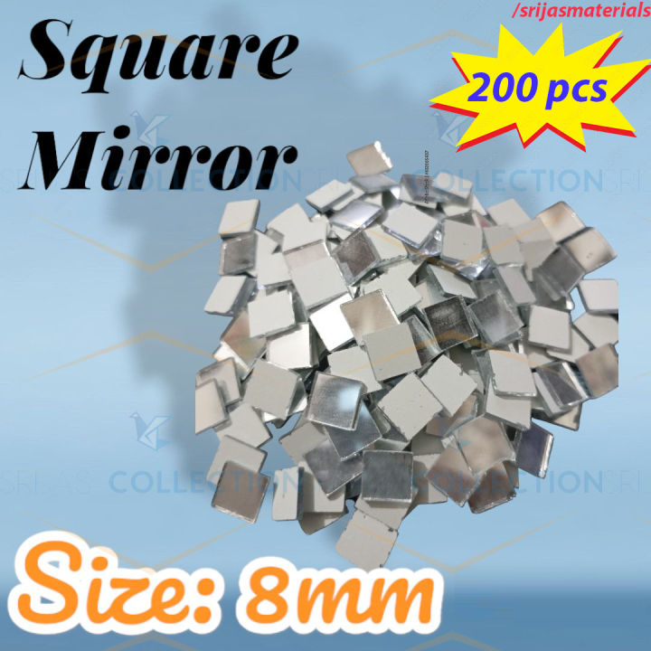 8 mm Square Shape Glass Mirror Kit - Jewelry Making, Lippan Art Work ...