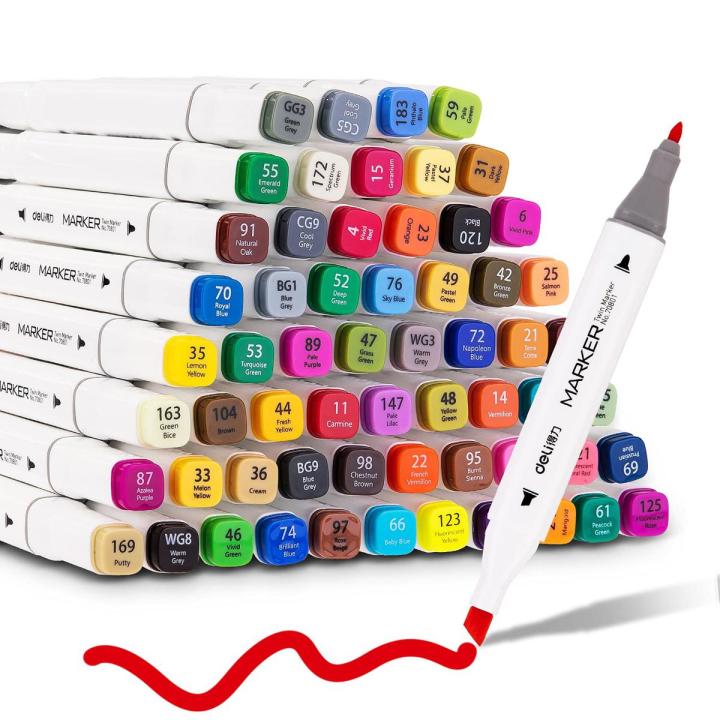 Deli E70803-12 Instant Dry Dual Tip Art Markers, Colored Artist Pens ...