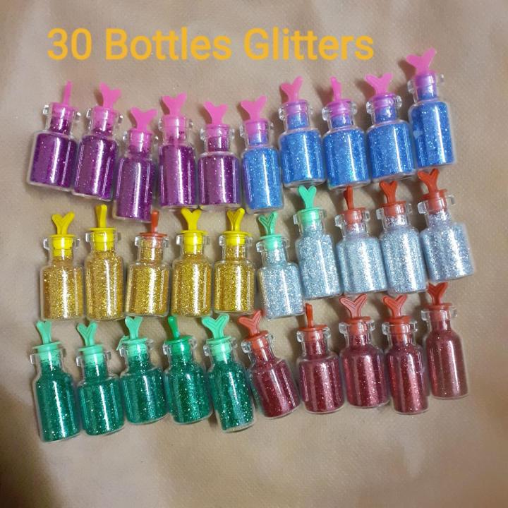 30 Mini Bottles Glitters or Jori Powder for Crafting (30 Bottles ...