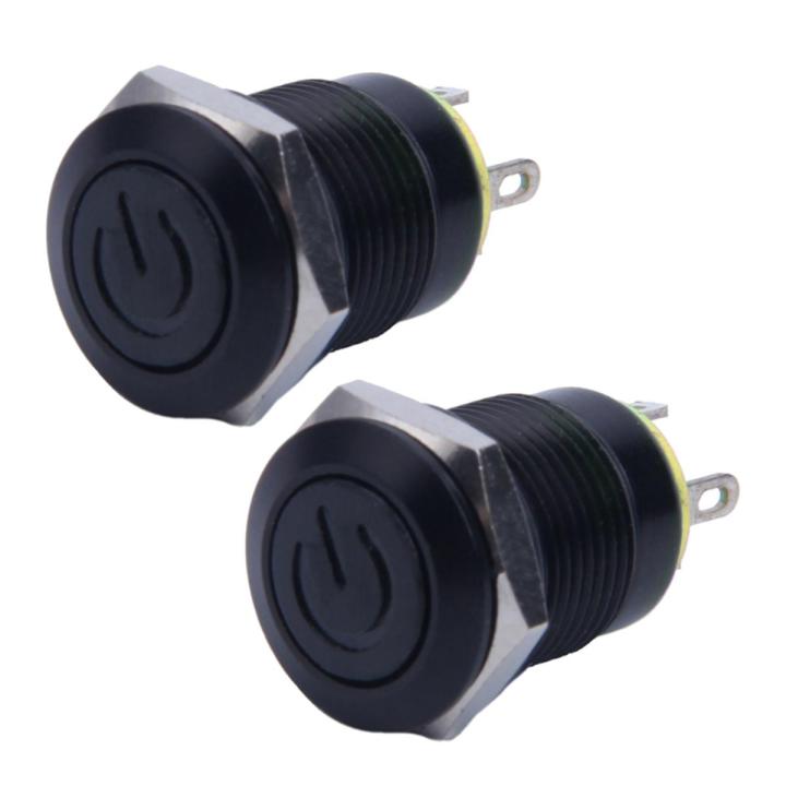 12V 2A 9.5mm LED Metal Cap Power Momentary Push Button Switch, Yellow ...