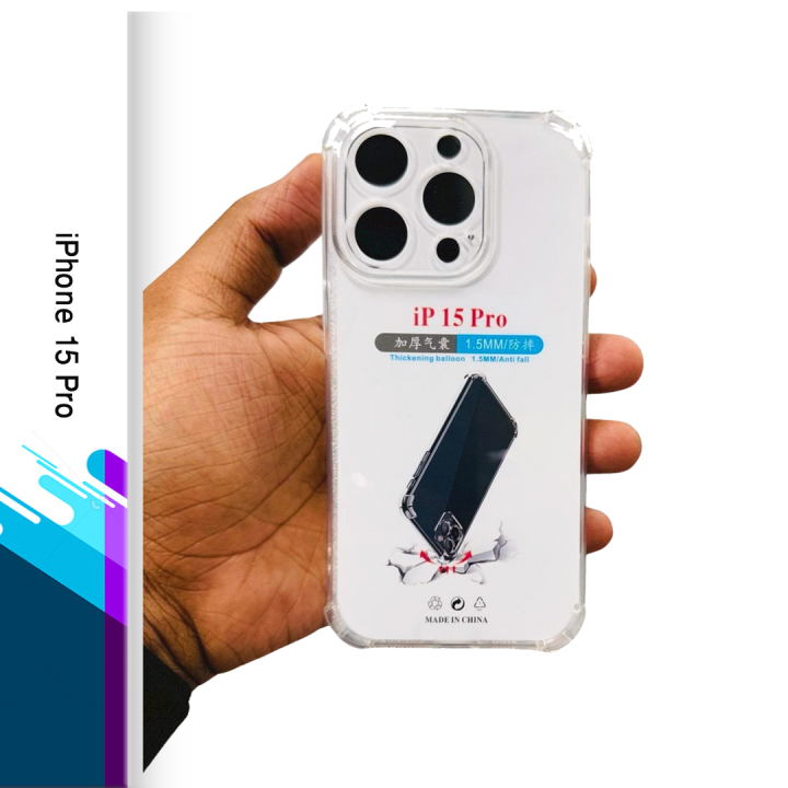 For iPhone 15 Pro - Reinforced Shockproof Cushion Back Clear Hybrid Transparent Sof Silicon AK ...