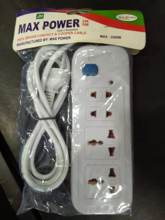 Multi Plug Max Power 4 Port Extension Socket 7 ft. Cable | Daraz.com.bd