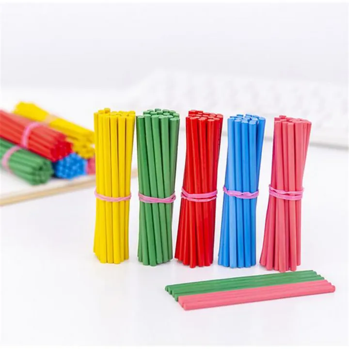 100pcs Bamboo Color Counting Sticks Montessori Teaching Aids ...