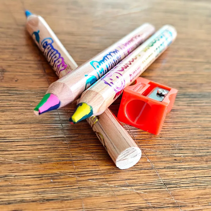 Acmeliae Chubby Rainbow Color Pencil (3 pcs Set) with Sharpener ...