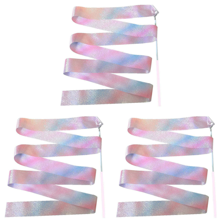 TWEXQNY 3pcs 2M Flashing Star Gym Ribbons Dance Ribbon Rhythmic Art ...