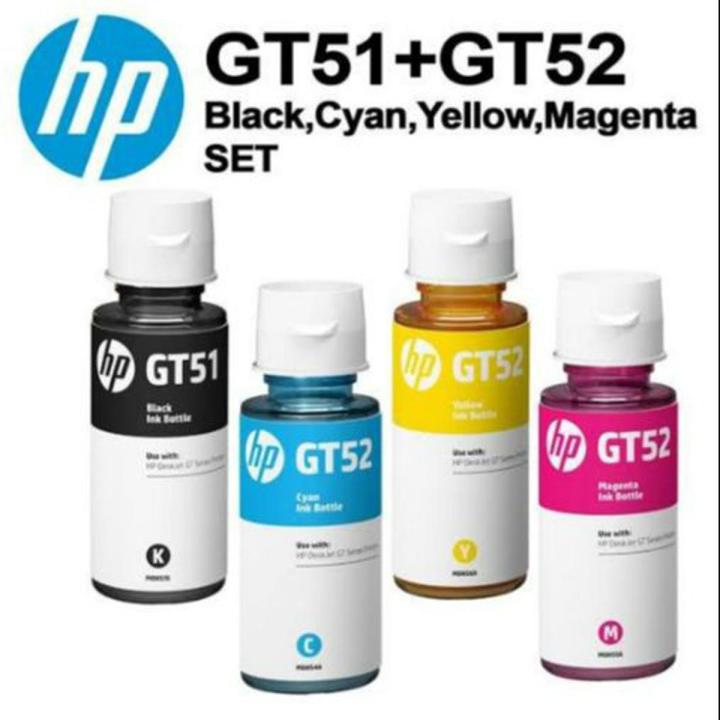 HP Ink Bottle Black & Color (GT 51 Black GT 52 C/Y/M) Set of 4 Bundle ...