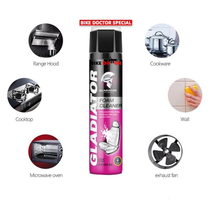 Gladiator Multi Purpose Foam Cleaner With Brush 650 ml, Car, Motorcycle, Household, Kitchen ...