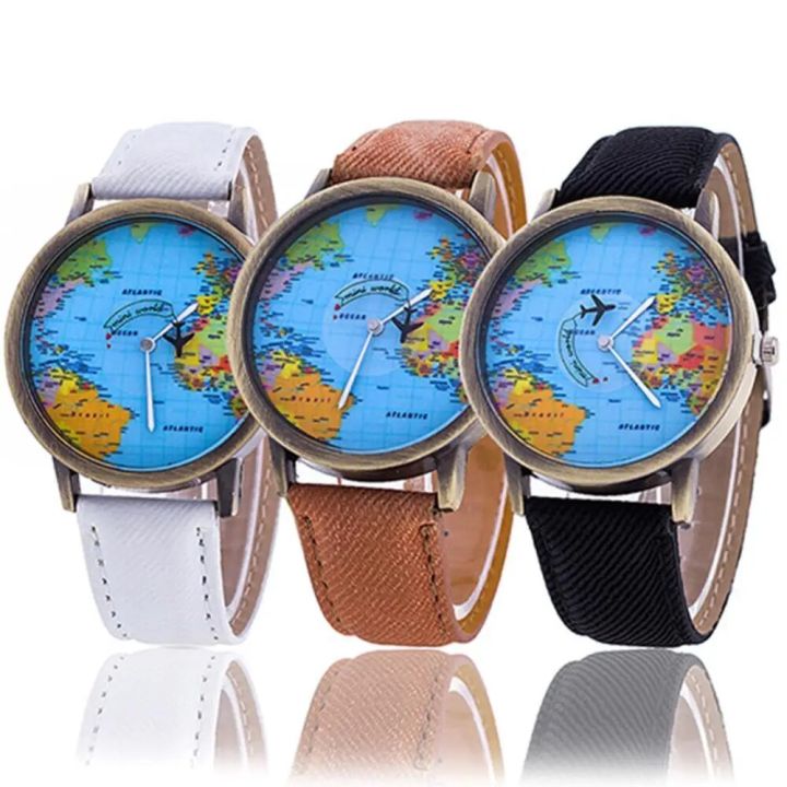 Mini World Fashion Quartz Watch Men Unisex Map Airplane Travel The ...