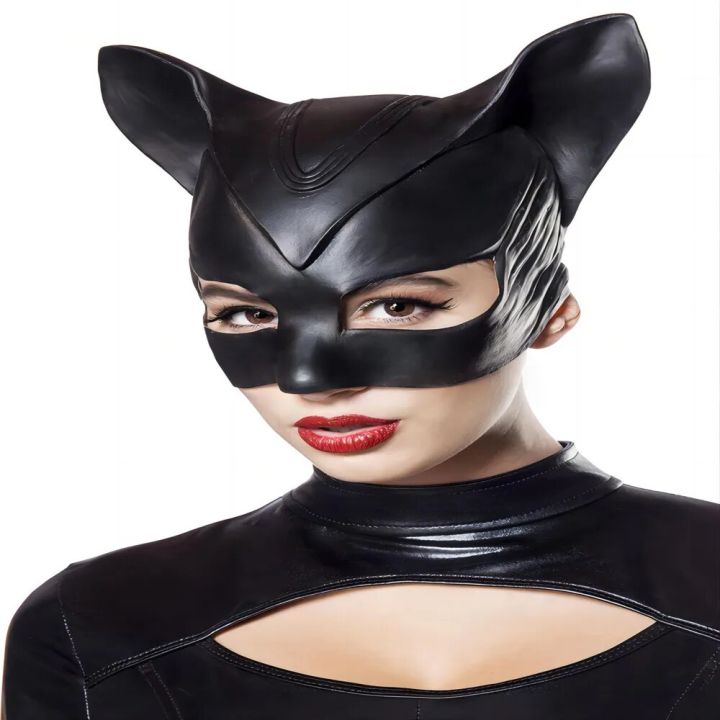 Cat Woman Mask Half Eyes Fox Movie Cosplay Catwomen Selina Kyle Latex ...