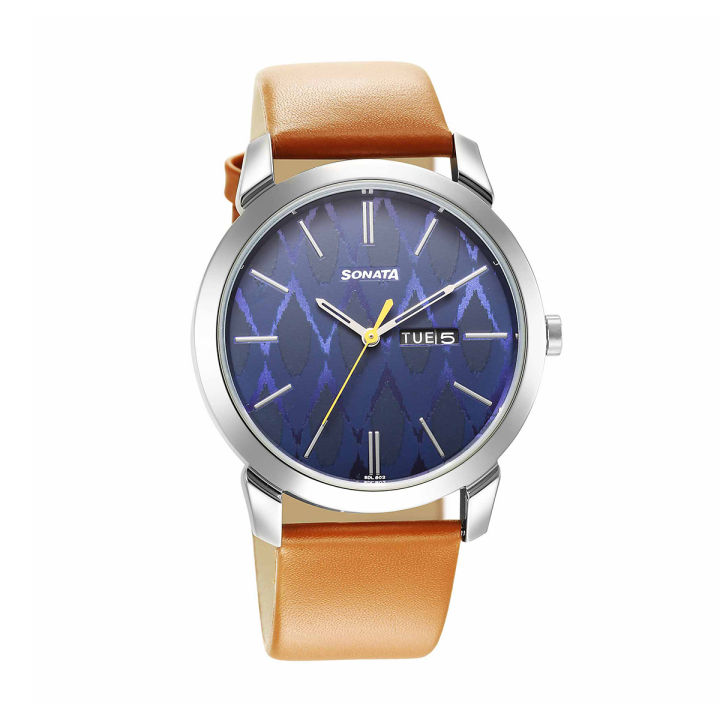 Knot Blue Dial Leather Strap Watch for Men 77107SL01 | Daraz.com.bd