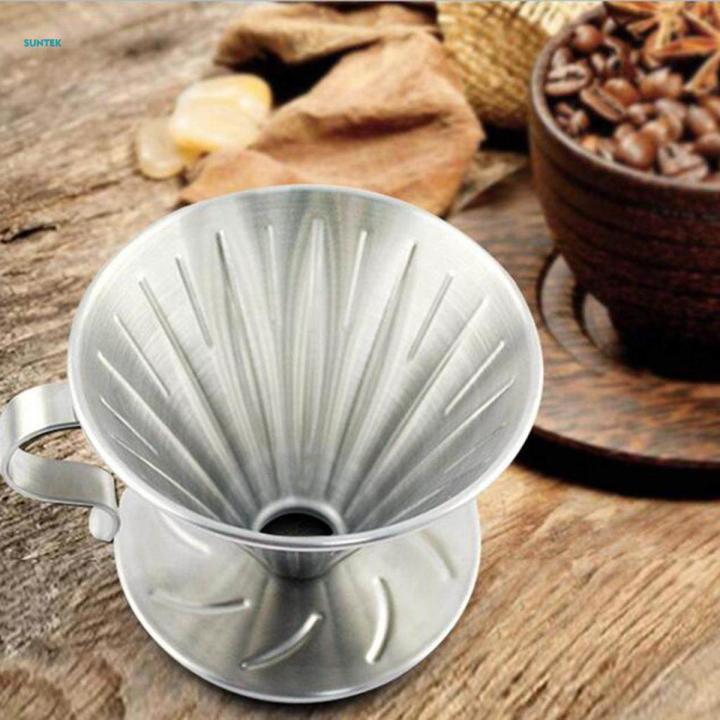 Pour Over Cone Dripper Stainless Steel Single Serve Brewer Filter ...
