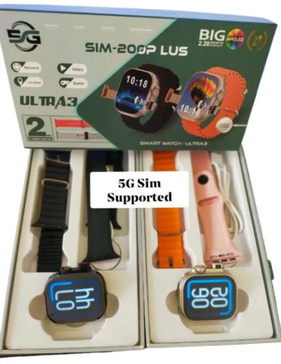SIM-200 PLUS Ultra 3 5G SIM Supported Smartwatch +camera + Google Smart ...
