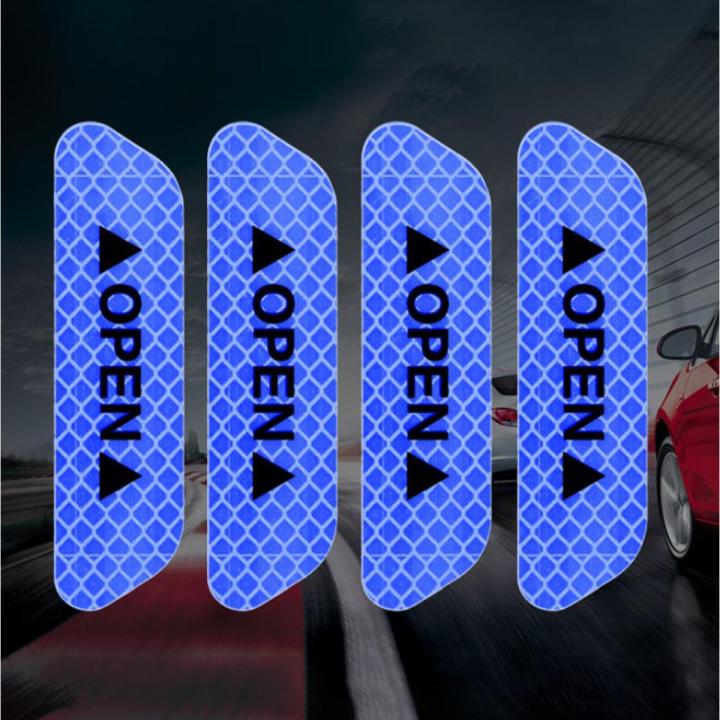 4Pcs Universal Safety Warning Mark OPEN Reflective Tape Car Door ...