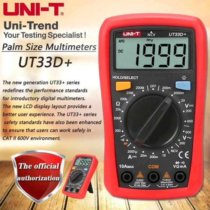 UNI-T UT33D+ Mini Digital Multimeter 600V NCV Palm Size Manual Range AC ...