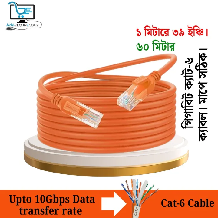 60 Meter Cat6 Ethernet Patch Cable Gigabit RJ45 Network Wire Lan Cable ...