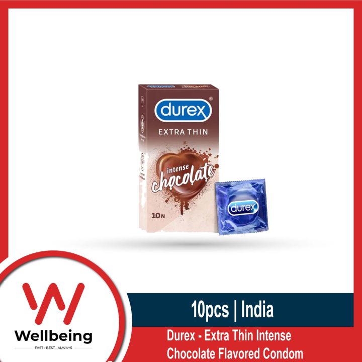 Durex - Extra Thin Intense Chocolate Flavored Condom For Men - Large Single Pack - 10x1=10pcs ...
