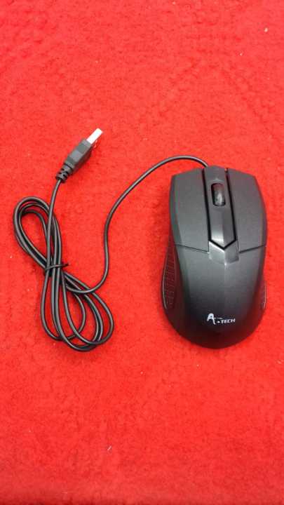Atech Optical Wired Usb Mouse - Black | Daraz.com.bd