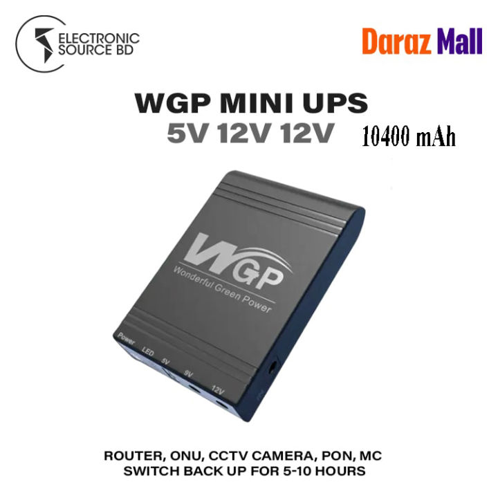 WGP Mini UPS 10400 mAh DC UPS for Router, Onu, CCTV 5 12 12 Volt Output ...