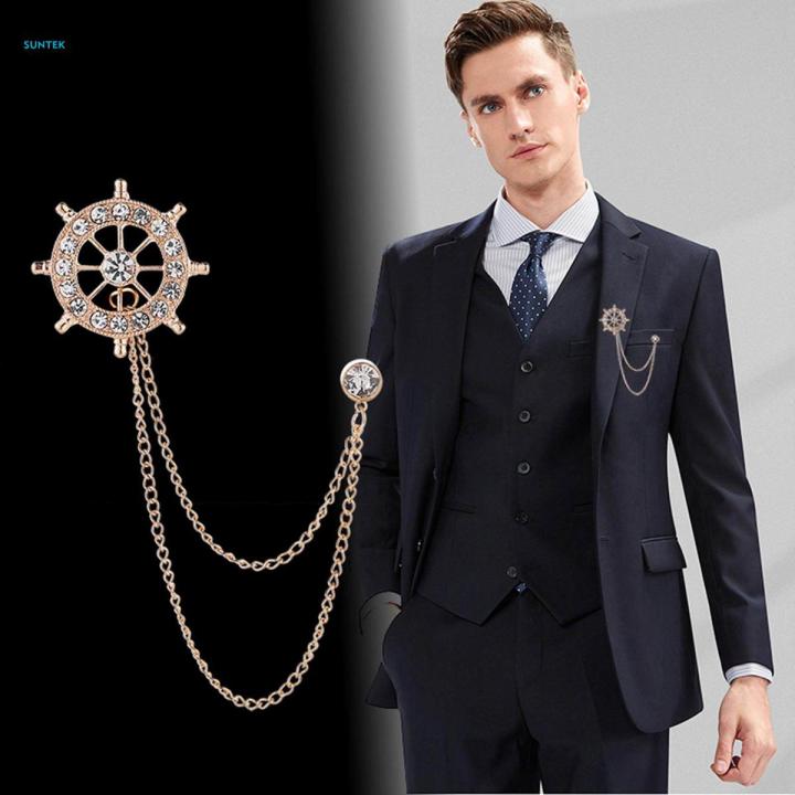 Tassel Chain Brooch Lapel Pin Badge Link Chains Pin Brooches Suit Decor ...
