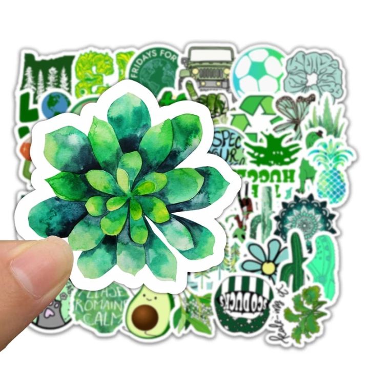 【Lejia】Cartoon Girl Green INS Vsco Stickers For Laptop Moto Luggage ...