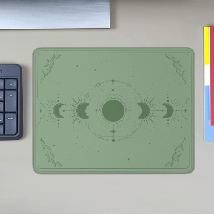 Light Green Desk Mat Moon Phases Cute Nature Mousepad Neutral Sage ...