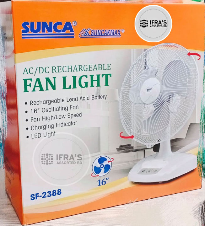 Sunca Rechargeable 16” AC/DC Fan Light | Daraz.com.bd
