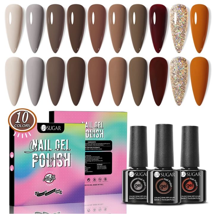 UR SUGAR Brown Autumn Color Nail Gel Polish Soak Off UV LED Gel Varnish ...