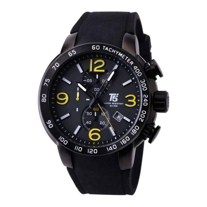 T5 H3450G - Black Rubber Analog Chronograph Sports Watch For Men ...