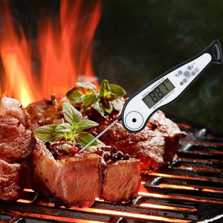 LCD Digital Food Thermometer with Foldable Probe Kitchen Cooking BBQ ...