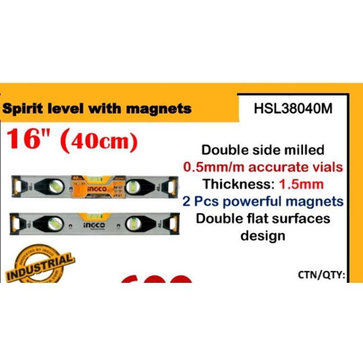 Ingco Level With Powerful Magnets 16" (40cm)-HSL38040M | Daraz.com.bd