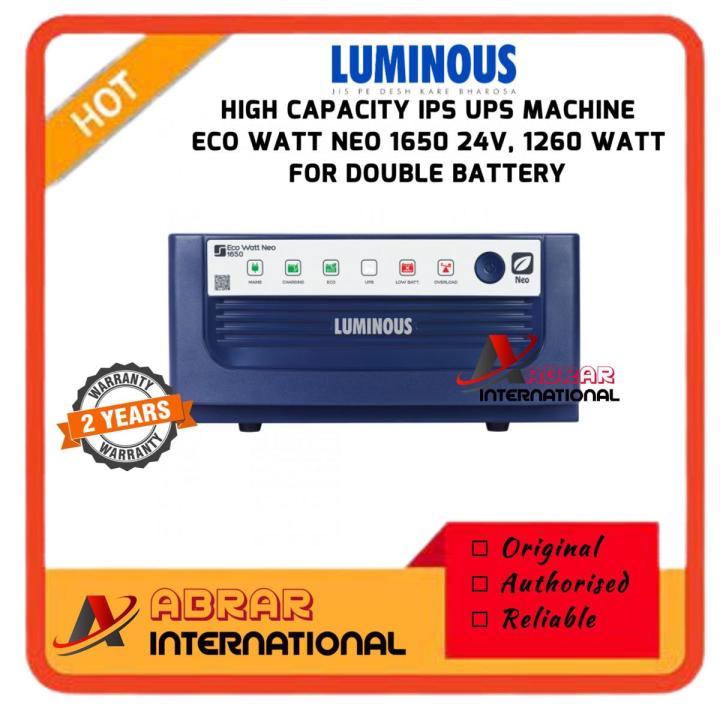 LUMINOUS IPS UPS MACHINE ECO WATT NEO 1650 CAPACITY 1260 WATT FOR 12V ...