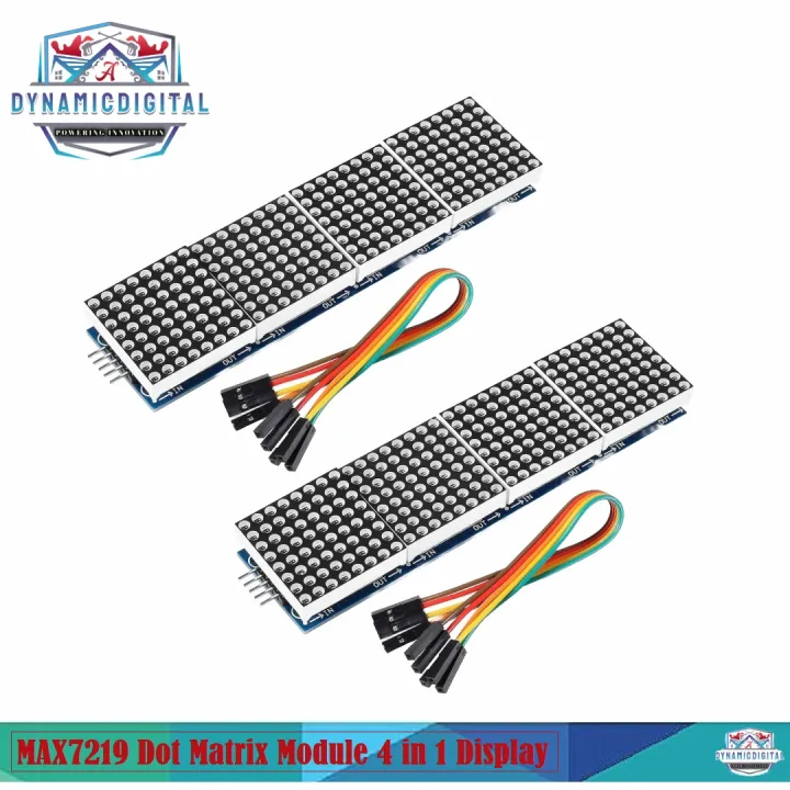 MAX7219 Dot Matrix Module for Arduino Microcontroller 4 in 1 Display with 5pin Line (Red ...