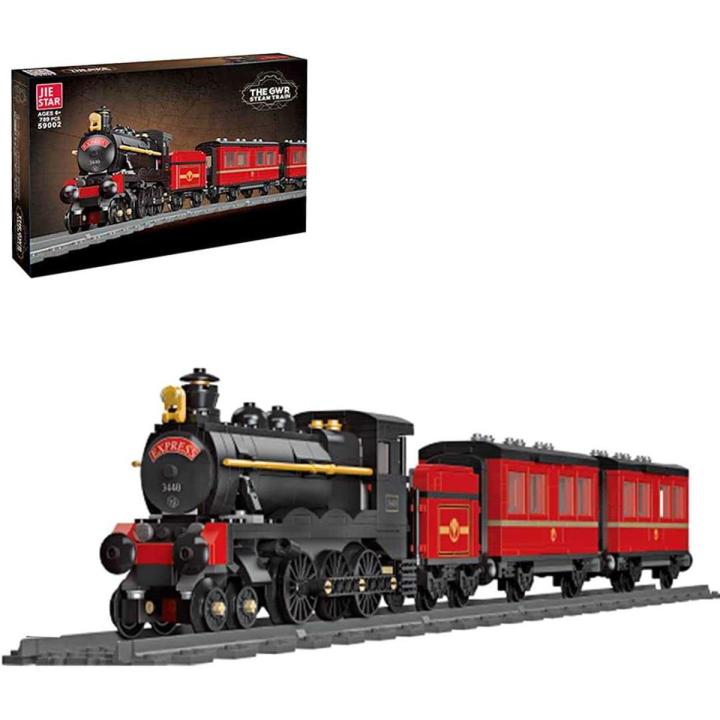 Myste Technics City Train Set, 789+Pcs Retro Red Steam Train Rail ...