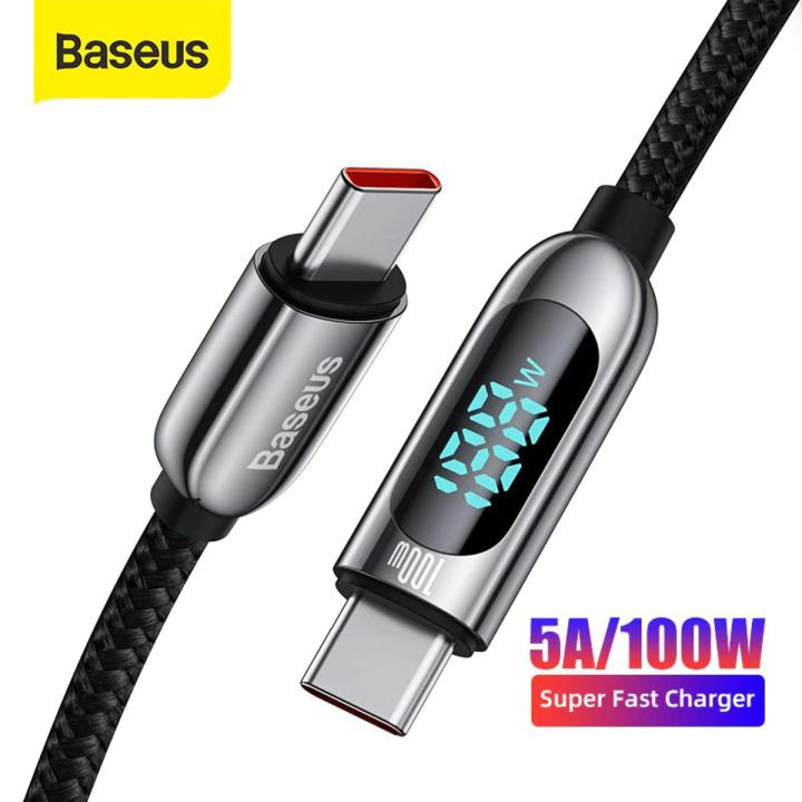 BASEUS Display Fast Charging 100W 1m Type-C to Type-C Data Cable ...