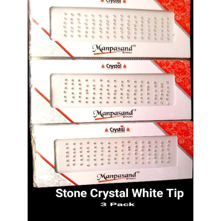 Fashionable Round White Crystal Stone Bindis/ Tip -3 Packet | Daraz.com.bd