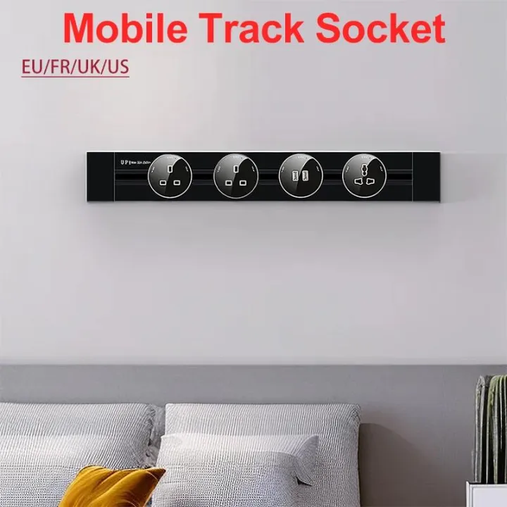 US/UK/EU/FR Power Line Track Socket Built-in Table Socket Power Strip ...